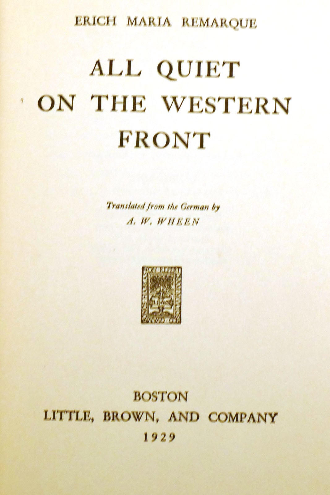 ALL QUIET ON THE WESTERN FRONT | Erich Maria Remarque | First Edition ...